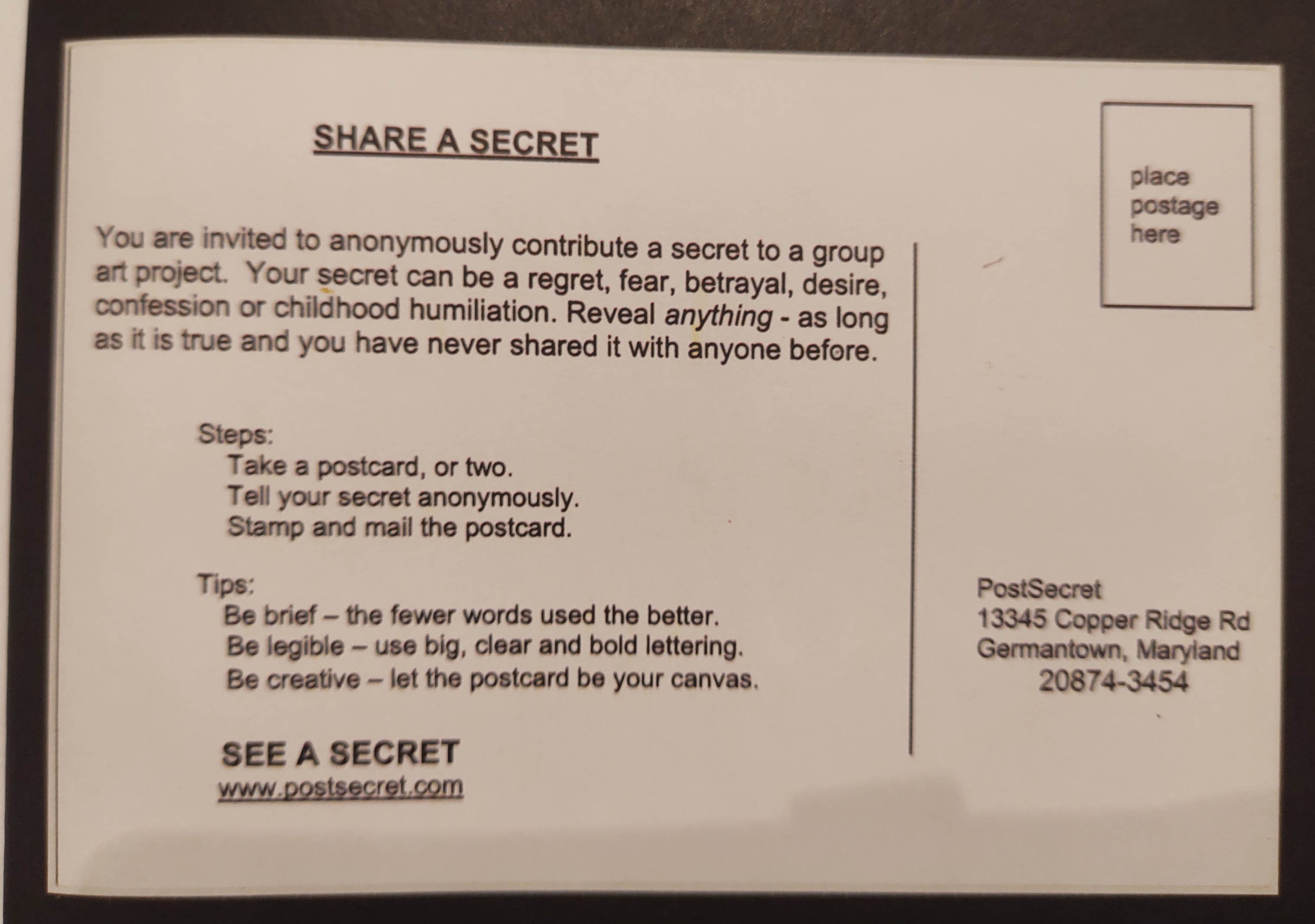 PostSecret by Frank Warren – Scuffed Granny